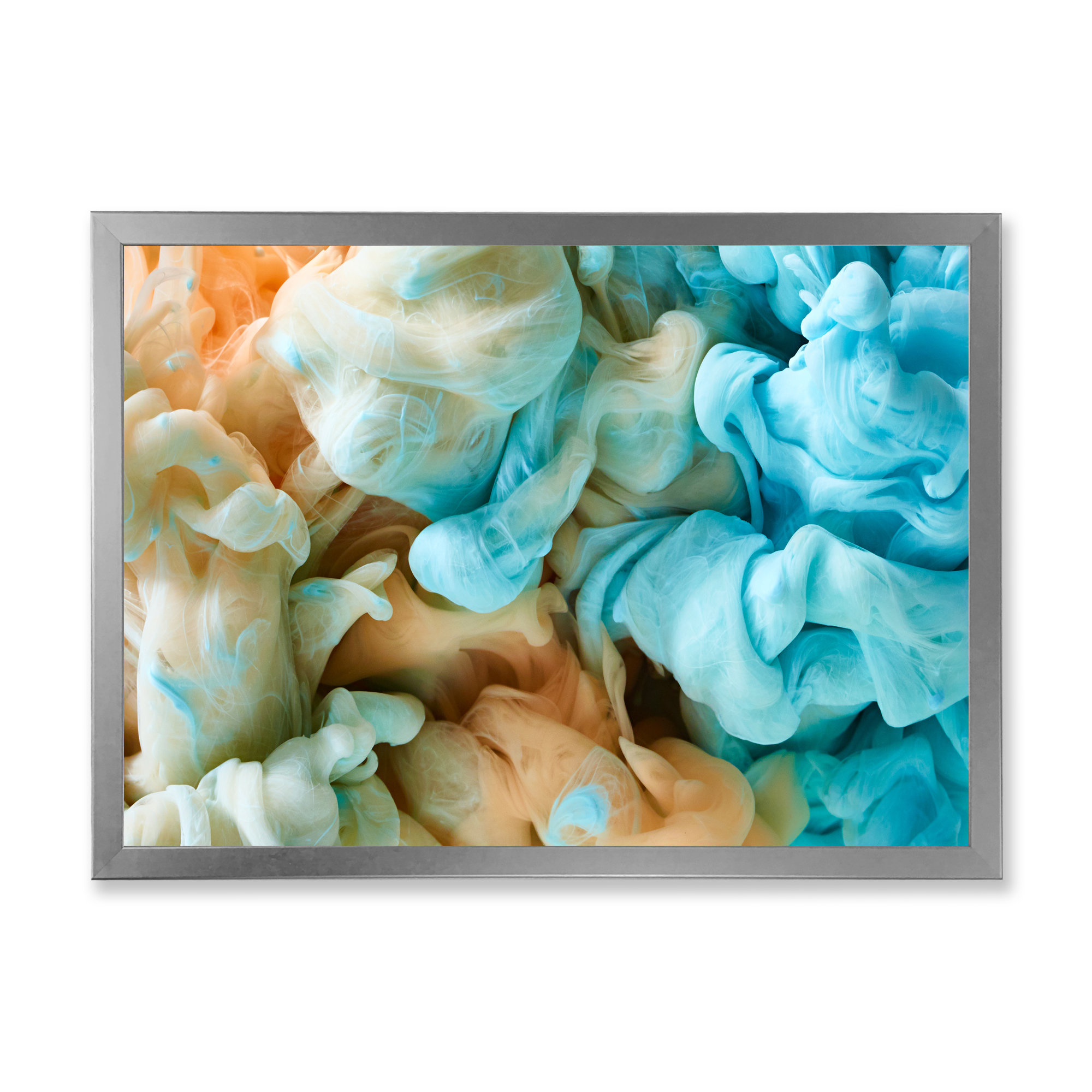 Wrought Studio Blue And Green Fluid Ink Art Blue And Green Fluid Ink ...