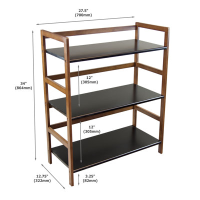 Latitude Run® Fulshear 34'' H x 27.5'' W Solid Wood Etagere Bookcase ...