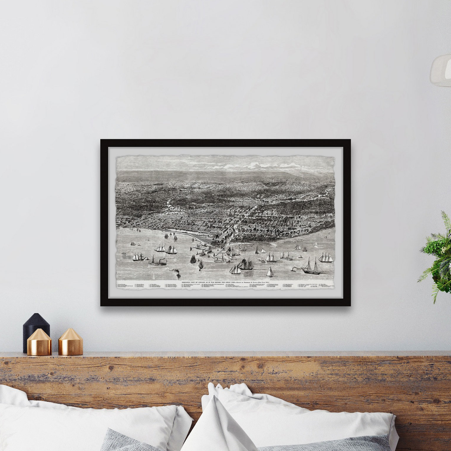 Charlton Home® Bird's Eye View Of Chicago - Picture Frame Graphic Art ...