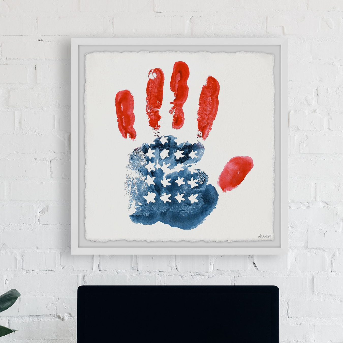 Marmont Hill American Flag Handprint - Single Picture Frame Painting ...