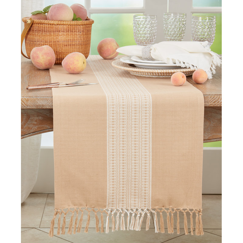 Saro Rectangular Floral Cotton Table Runner & Reviews | Wayfair