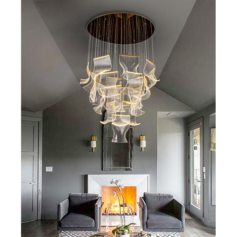 Orren Ellis Omicron 24 - Light Acrylic LED Tiered Chandelier | Wayfair