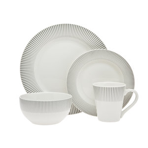 Godinger Silver Art Co Ravi Porcelain China Dinnerware - Set of 16 ...
