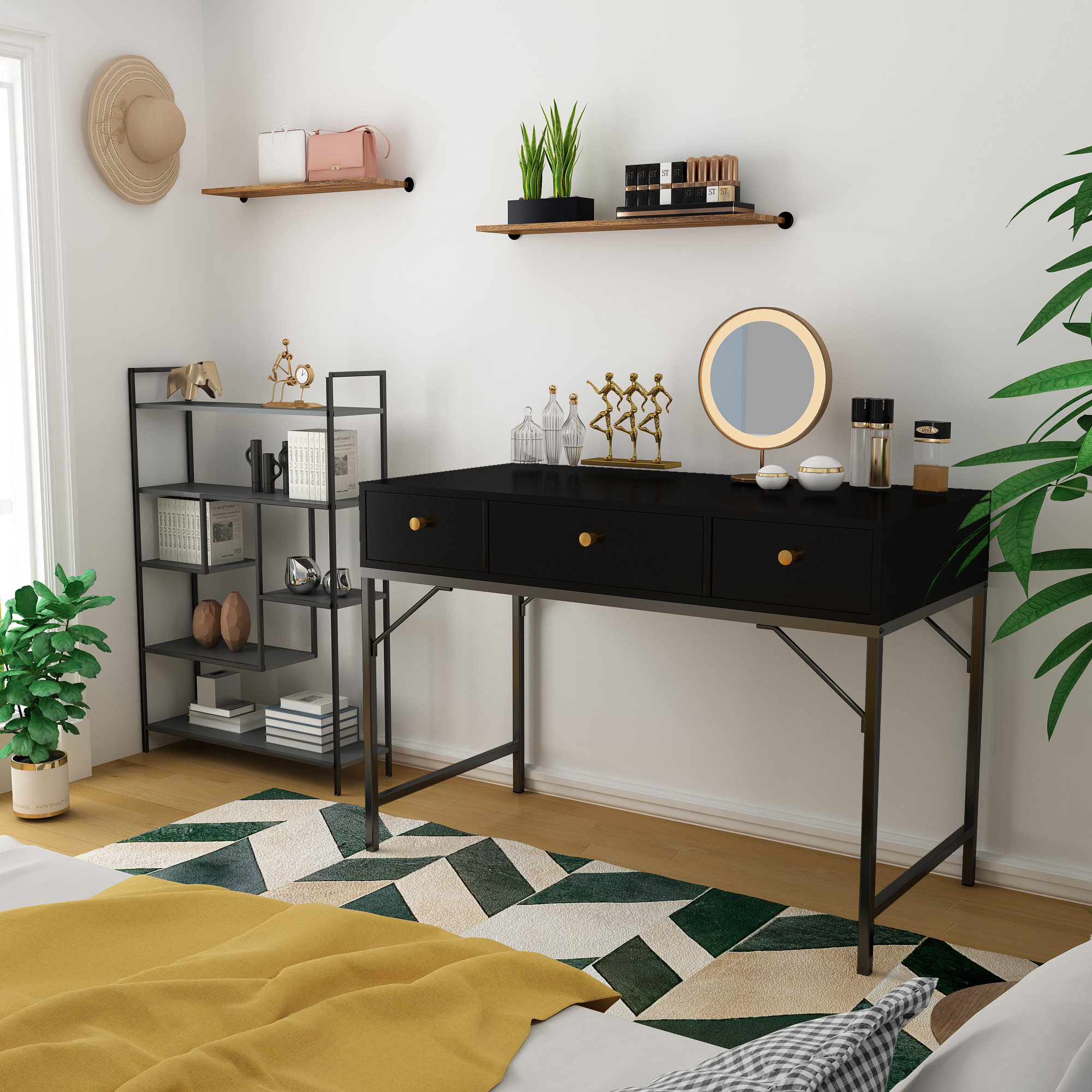 Corrigan Studio® Millia Vanity Dresser, Modern Computer Desk, Simple ...