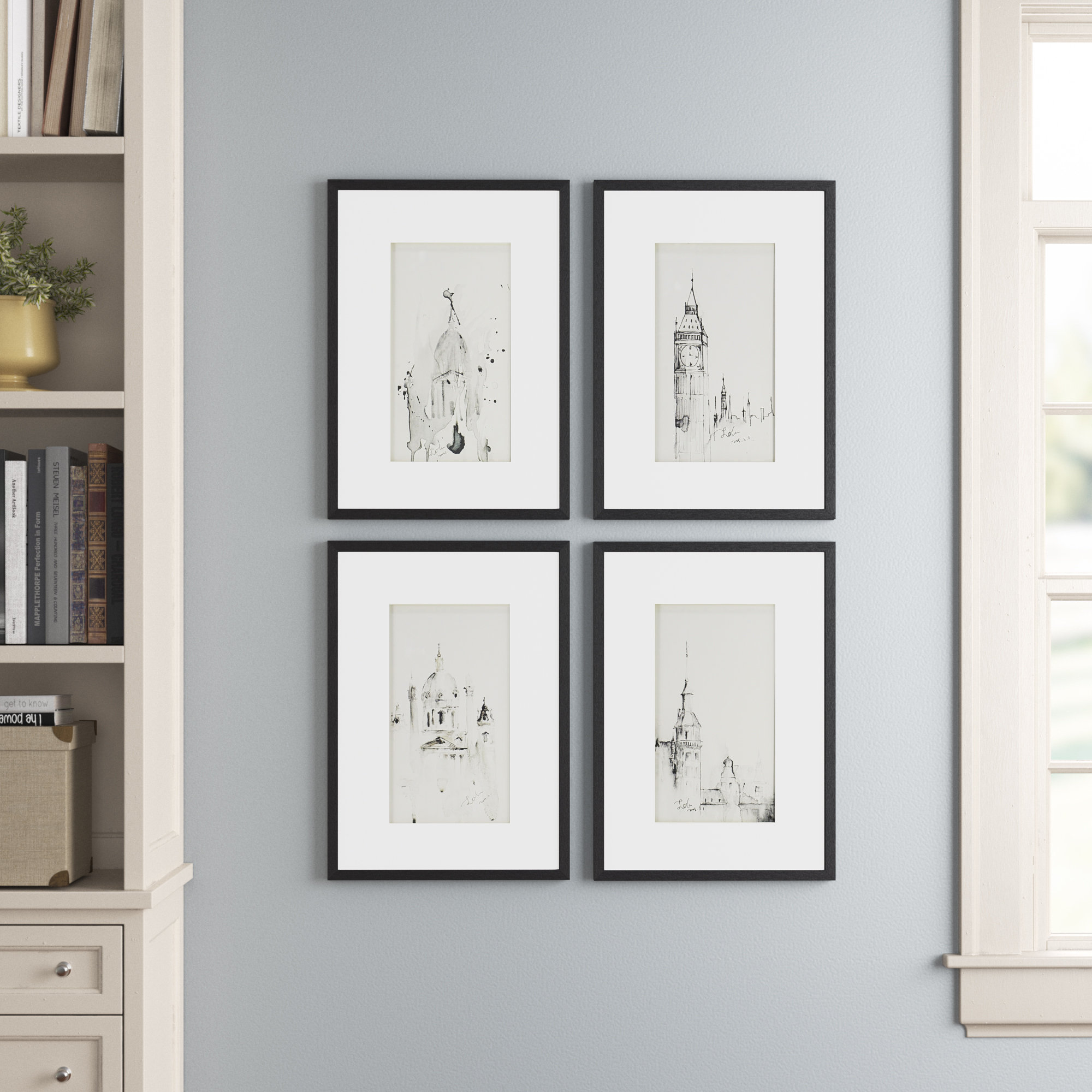 Lark Manor Architecture - 4 Piece Picture Frame Painting on | Wayfair