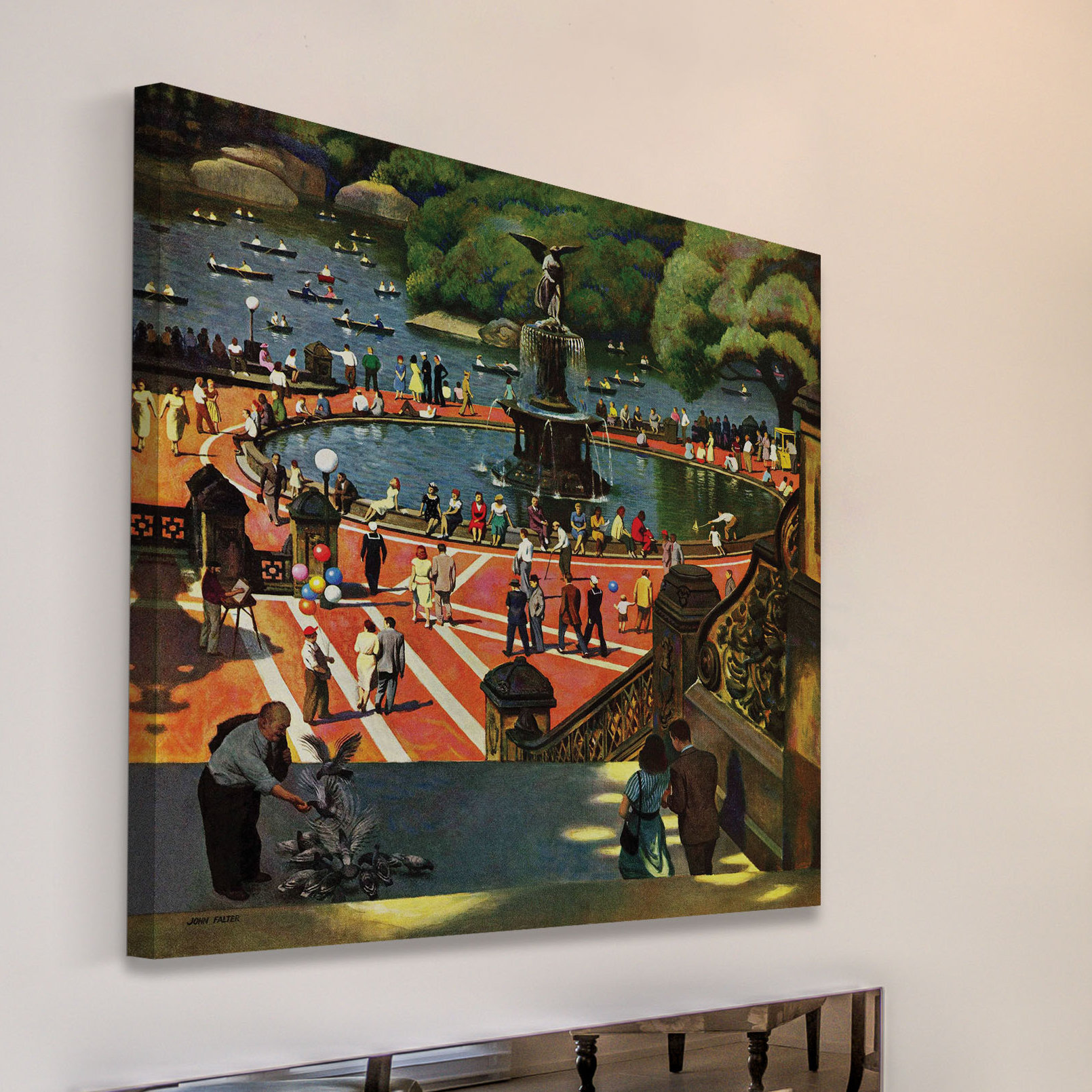 Marmont Hill Boating In Central Park On Canvas by John Falter Painting ...