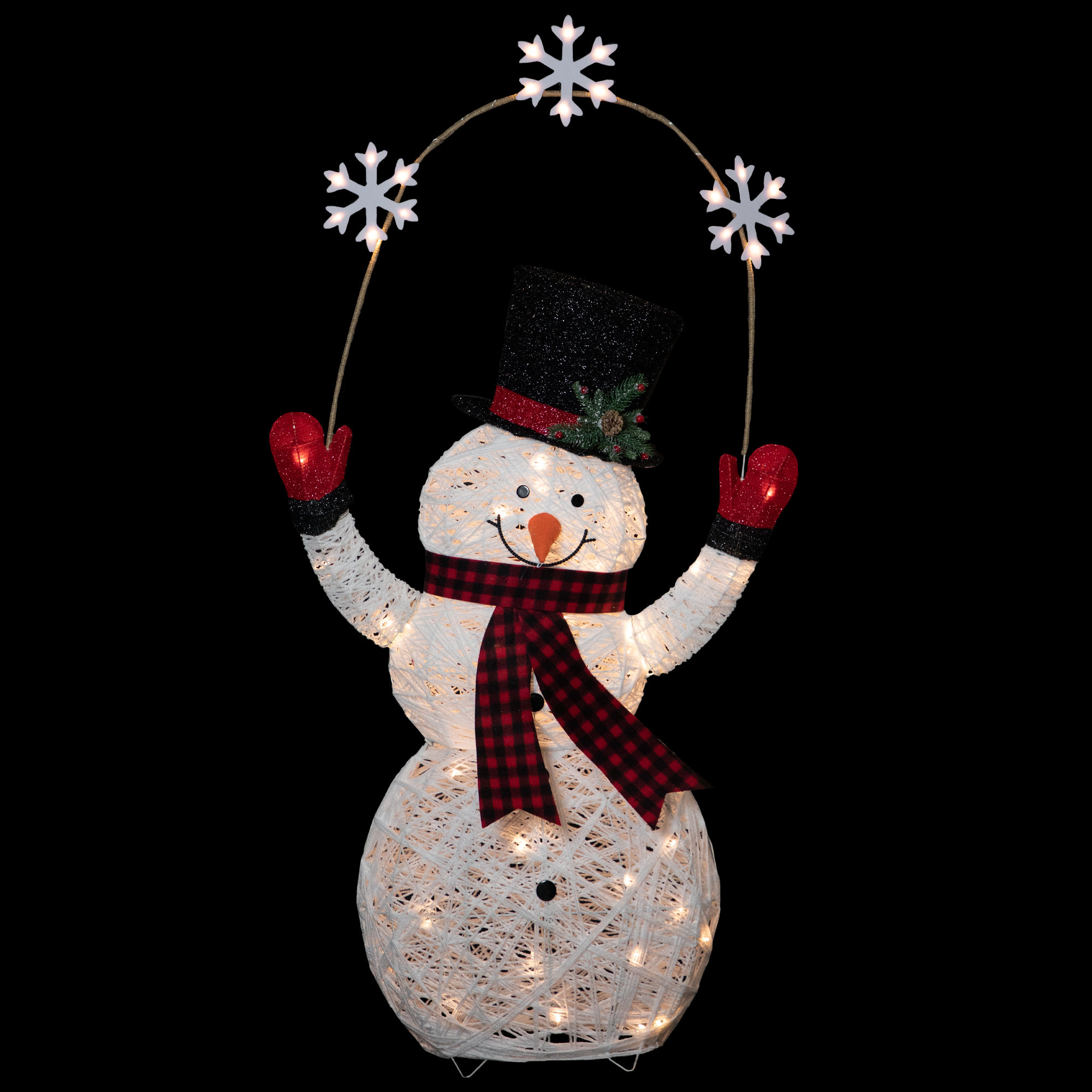 Northlight 57" LED Lighted Snowman Holding Snowflakes Outdoor Christmas ...