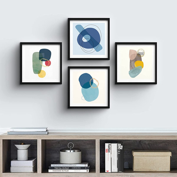 SIGNLEADER Multicolor Paint Blot - 4 Piece Single Picture Frame Graphic ...