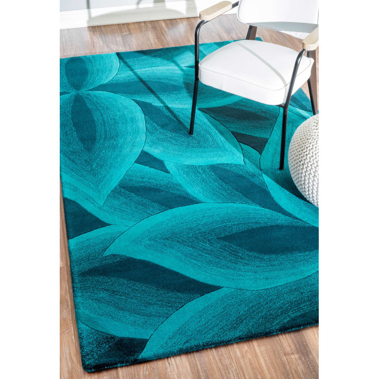 Lark Manor Merriam Floral Hand Tufted Wool Teal Area Rug & Reviews ...