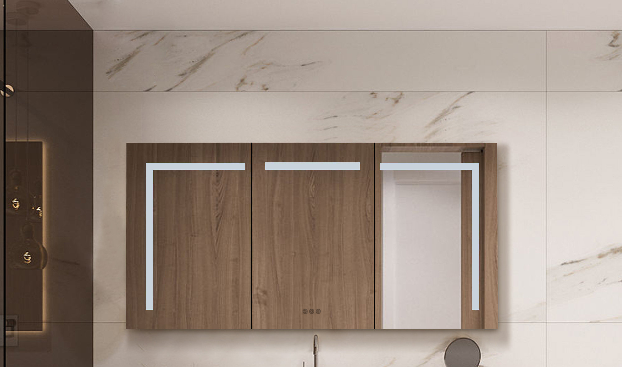 SMARTLET Surface Mount Frameless 3 Doors Medicine Cabinet with 6 ...