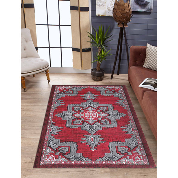 Red-grey-rug | Wayfair