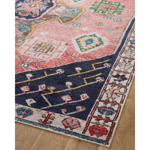 Bungalow Rose Performance Rust/Navy Rug & Reviews | Wayfair