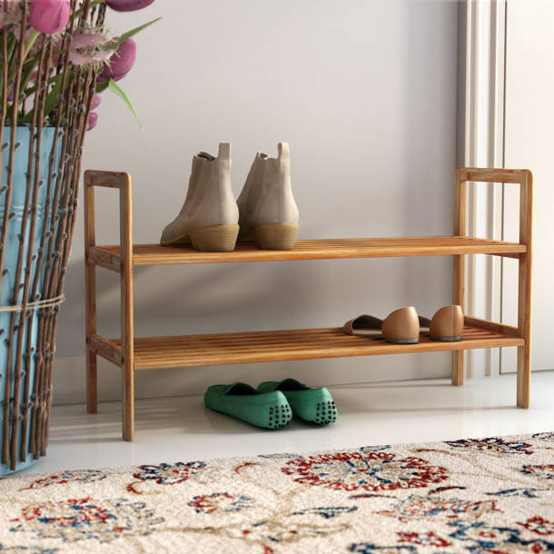 OIA 9 Pairs Caramel Solid Wood Shoe Rack & Reviews | Wayfair