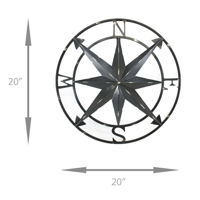 Longshore Tides Distressed Metal Compass Rose Nautical Wall Décor | Wayfair