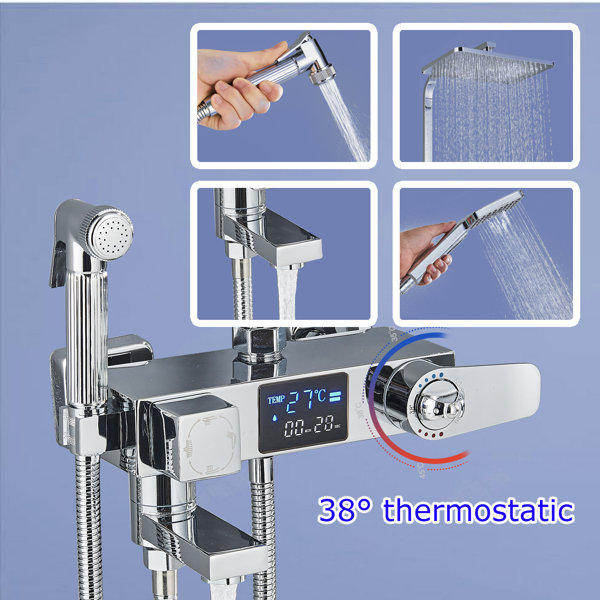 AlenArtWater Digital Display Shower Faucet with Rough-in Valve | Wayfair