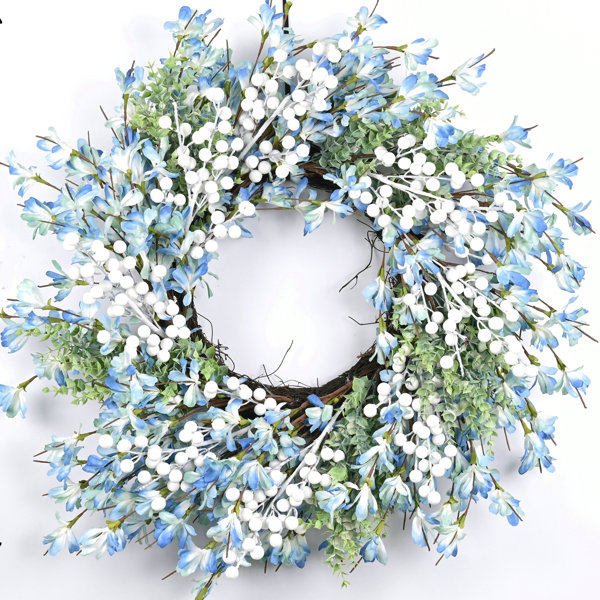 The Holiday Aisle® Berry And Flower Cluster Winter Wreath Handcrafted ...