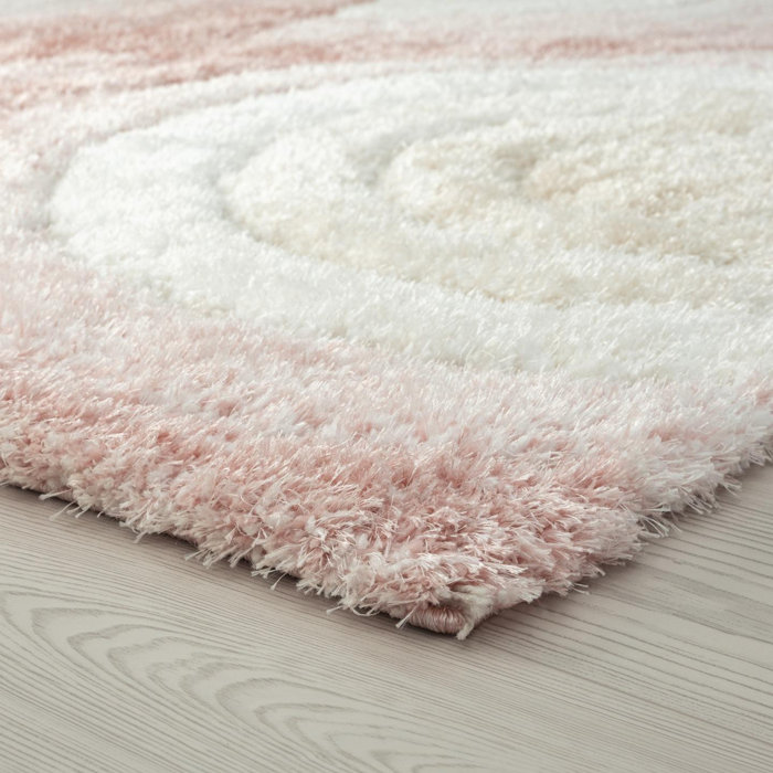 Orren Ellis Koo Machine Woven / Power Loomed Performance Pink/Ivory Rug ...
