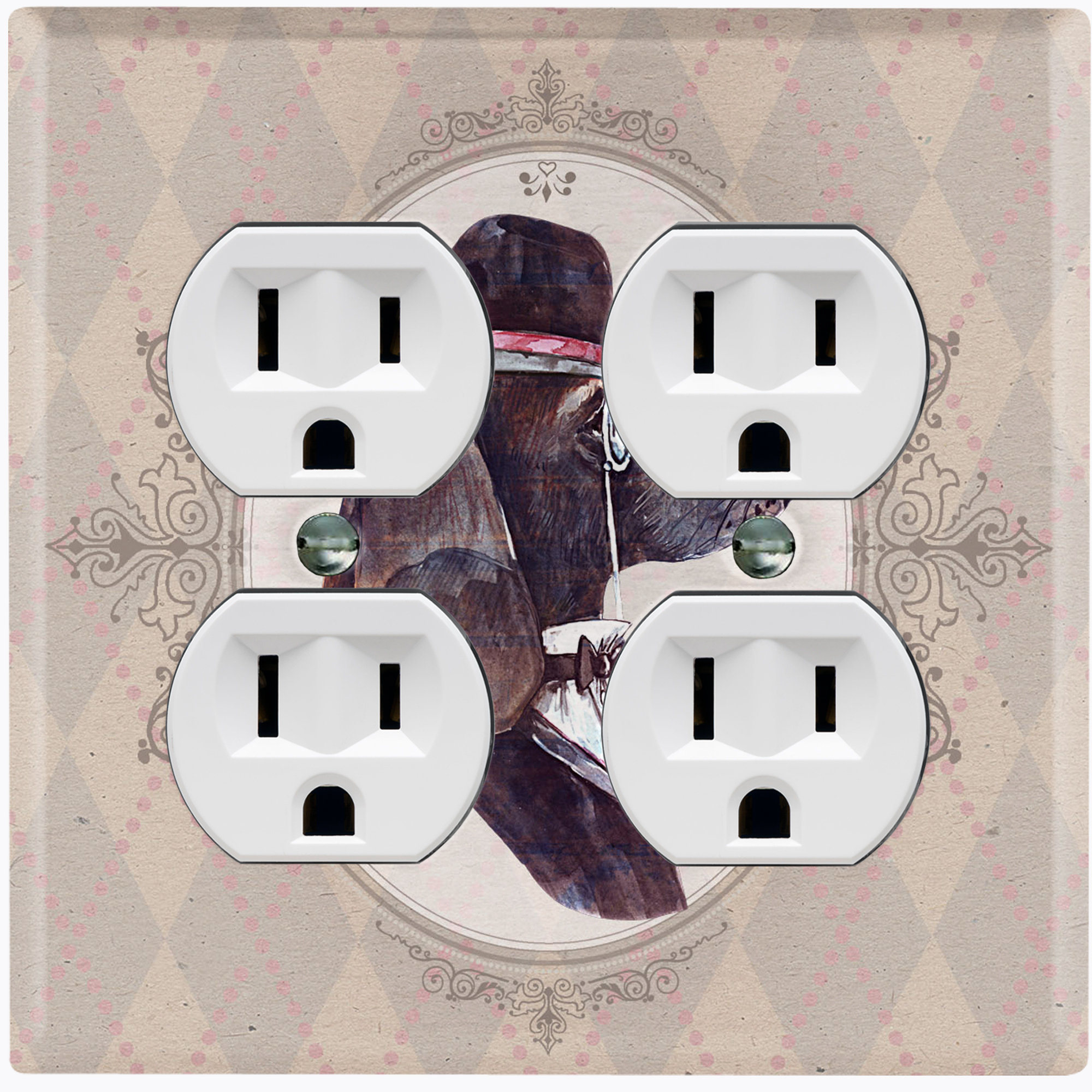 WorldAcc Tuxedo Fancy Long Ears Dog Plaid 2-Gang Duplex Outlet Wall ...