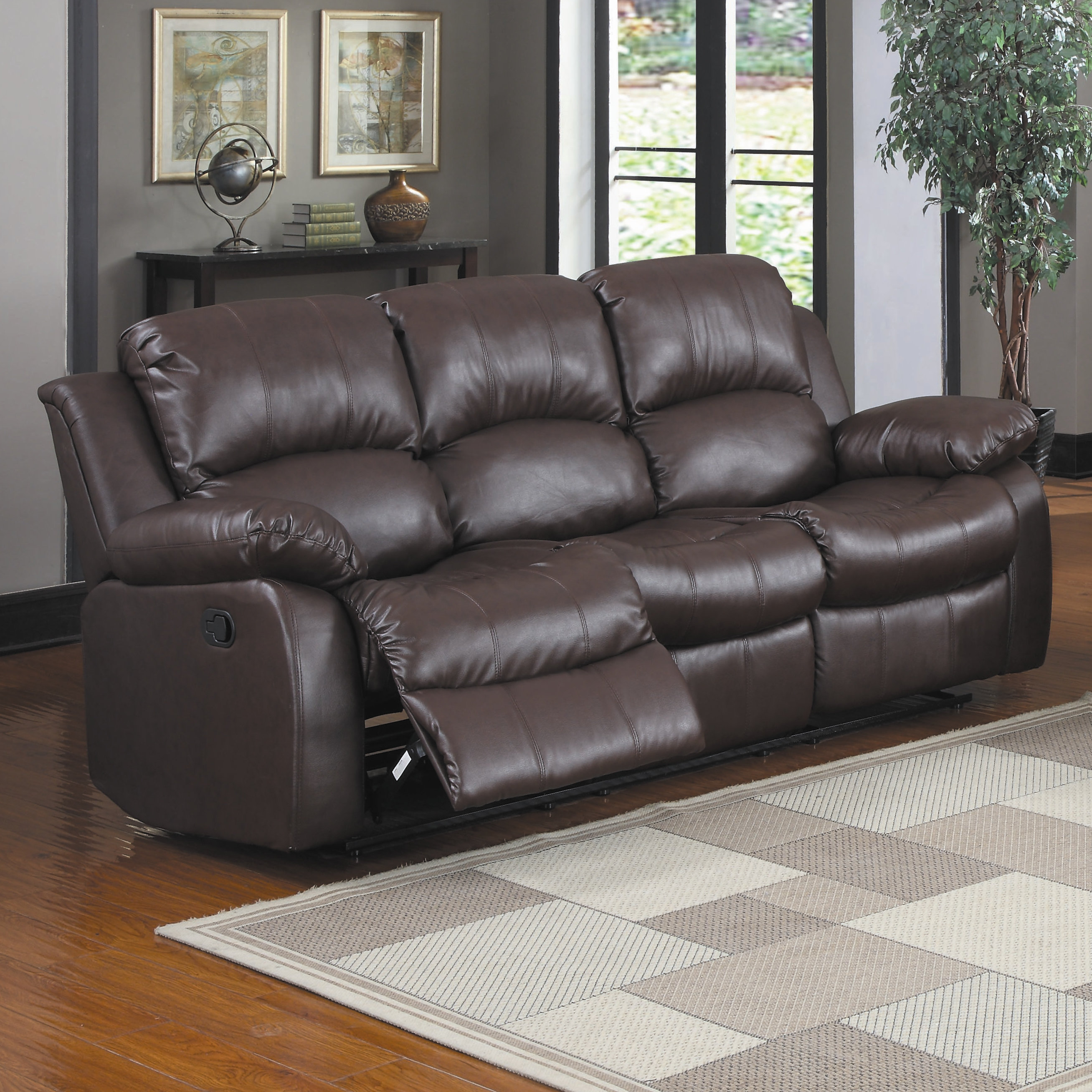 Wade Logan® Mccubbin 83'' Leather Match Pillow Top Arm Reclining Sofa ...