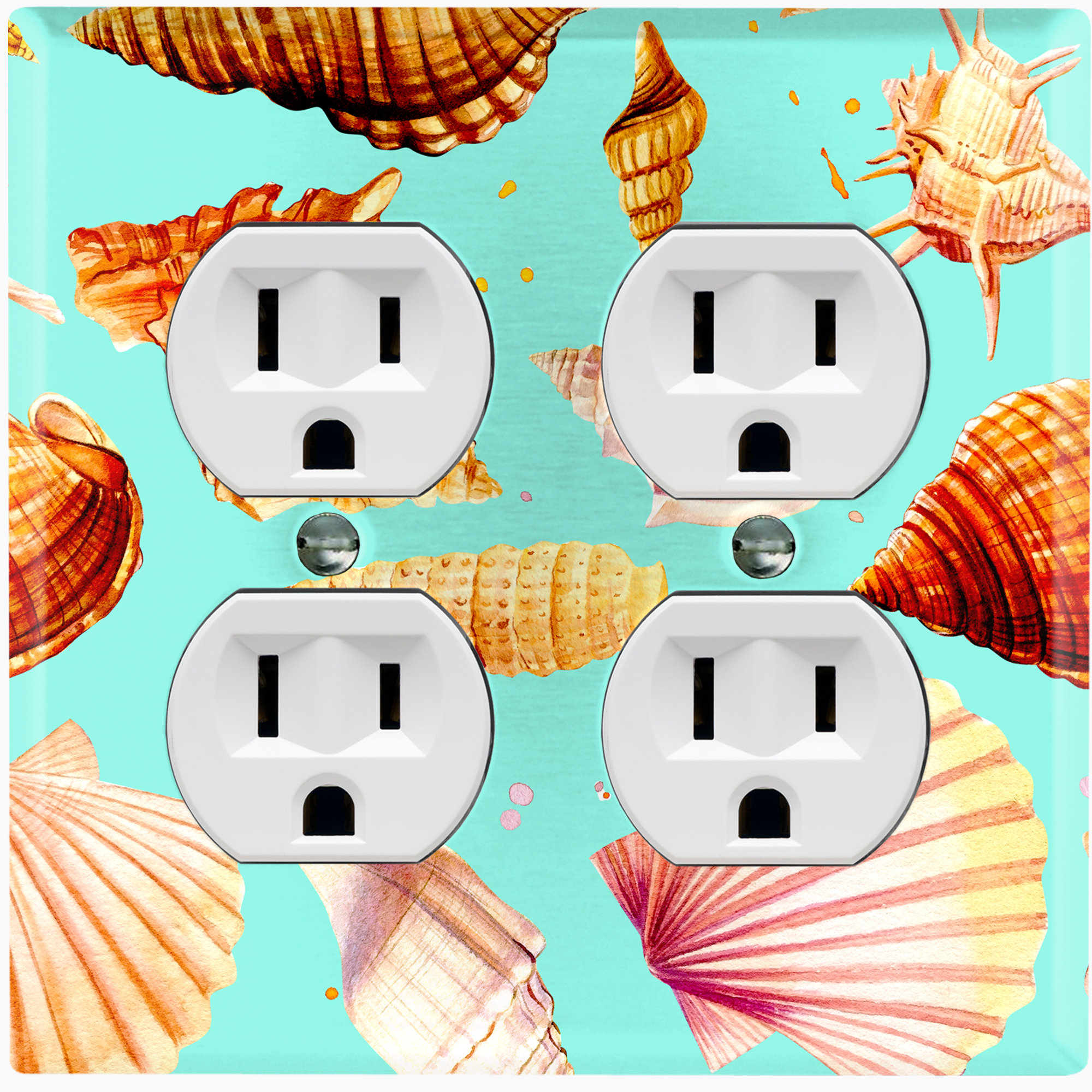 WorldAcc Assorted Sea Shells 2-Gang Duplex Outlet Wall Plate | Wayfair