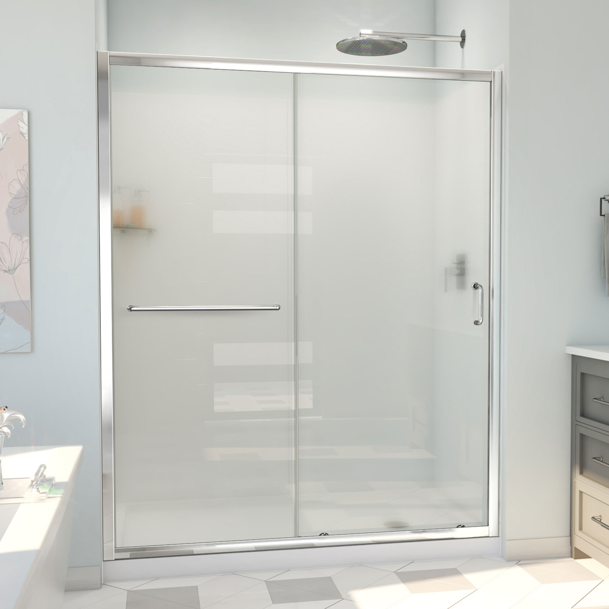 DreamLine 60" W x 36" D x 78" H Semi-Frameless Rectangle Shower Kit ...