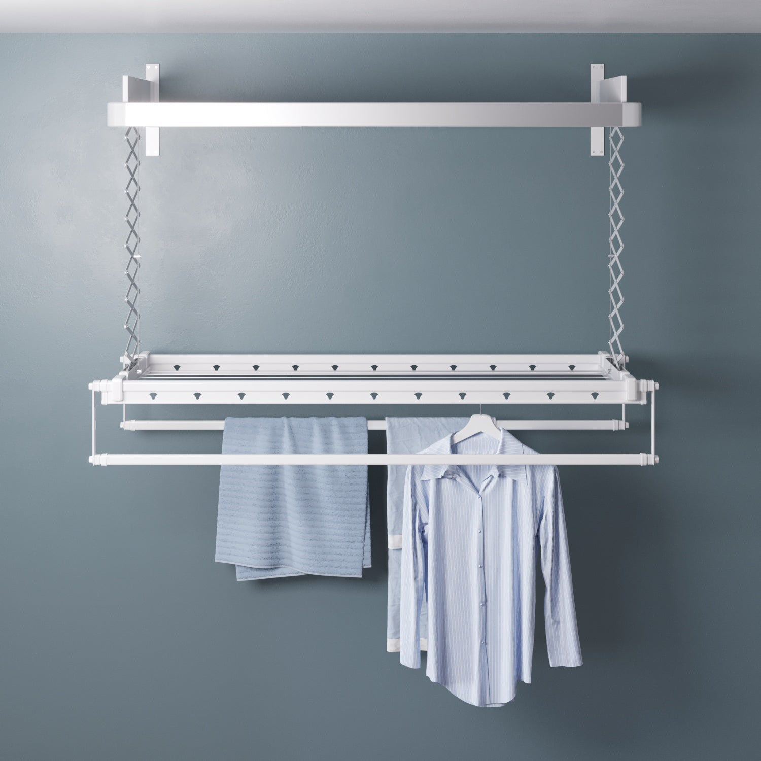 Foxydry Wall-Mounted Heated Remote-Controlled Clothes Drying Rack ...