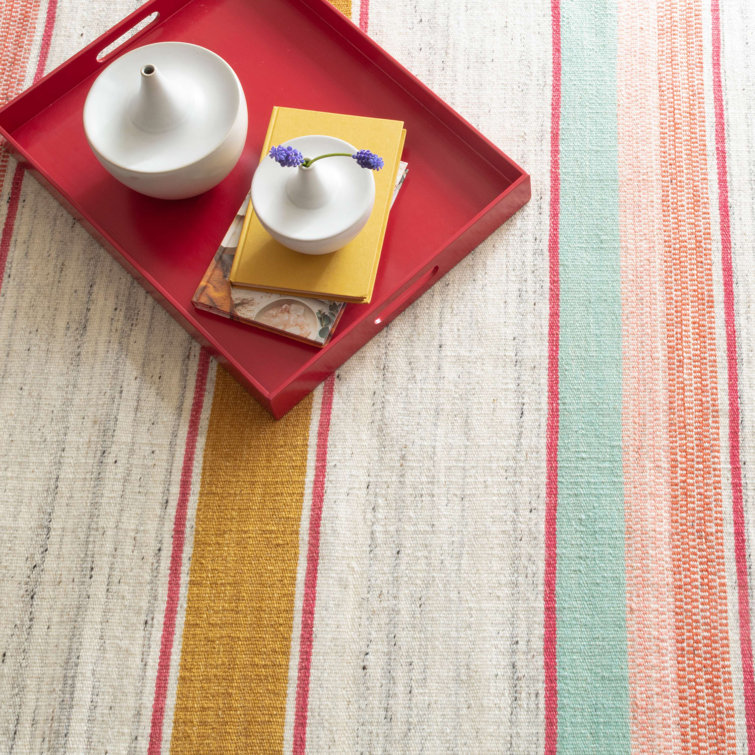 Dash and Albert Rugs Handmade Flatweave White/Orange/Pink Rug | Wayfair