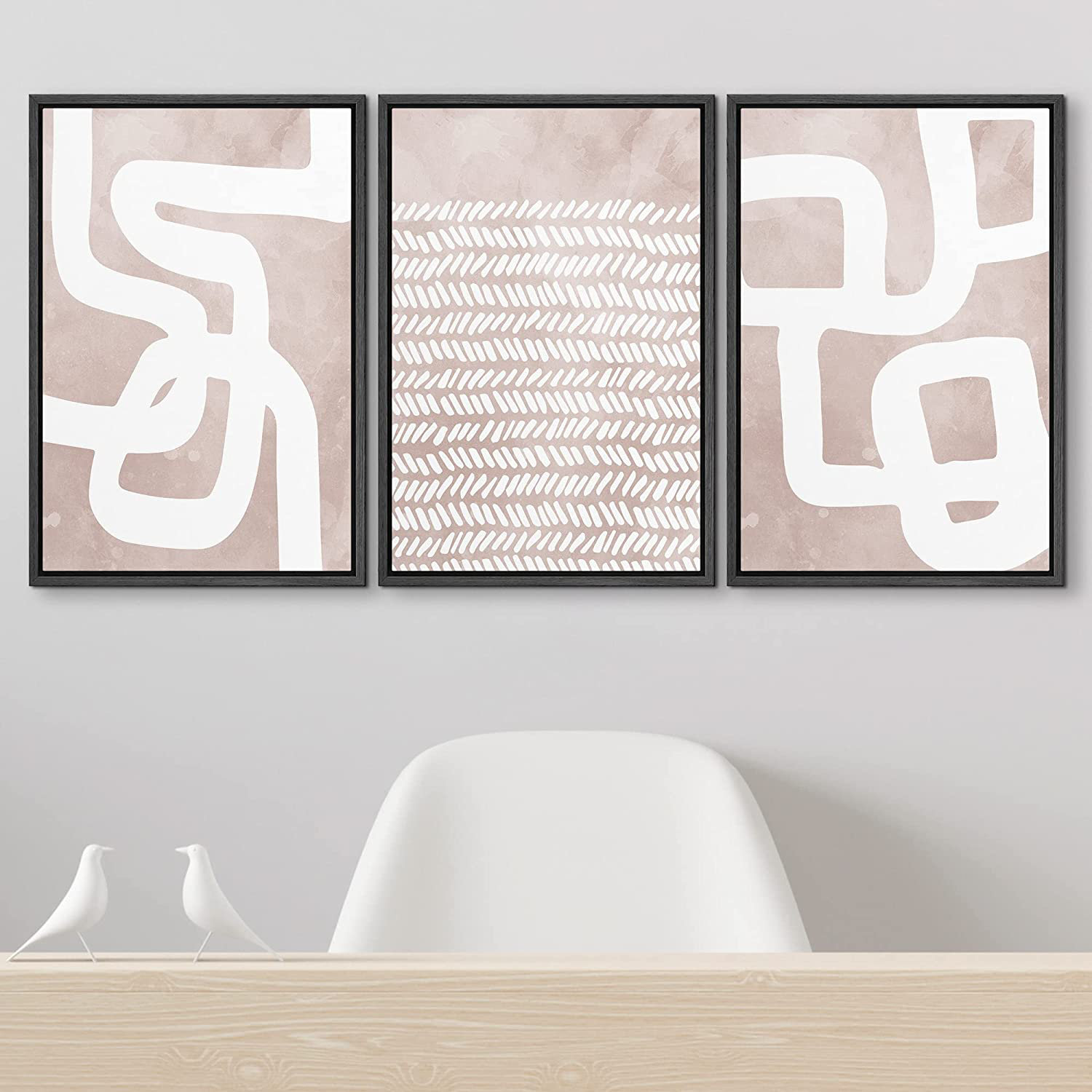 SIGNLEADER Geometric Coral Paint Stroke Collage Abstract Shapes ...