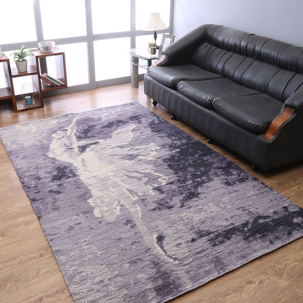 Orren Ellis Handmade Wool Purple/Black Rug | Wayfair