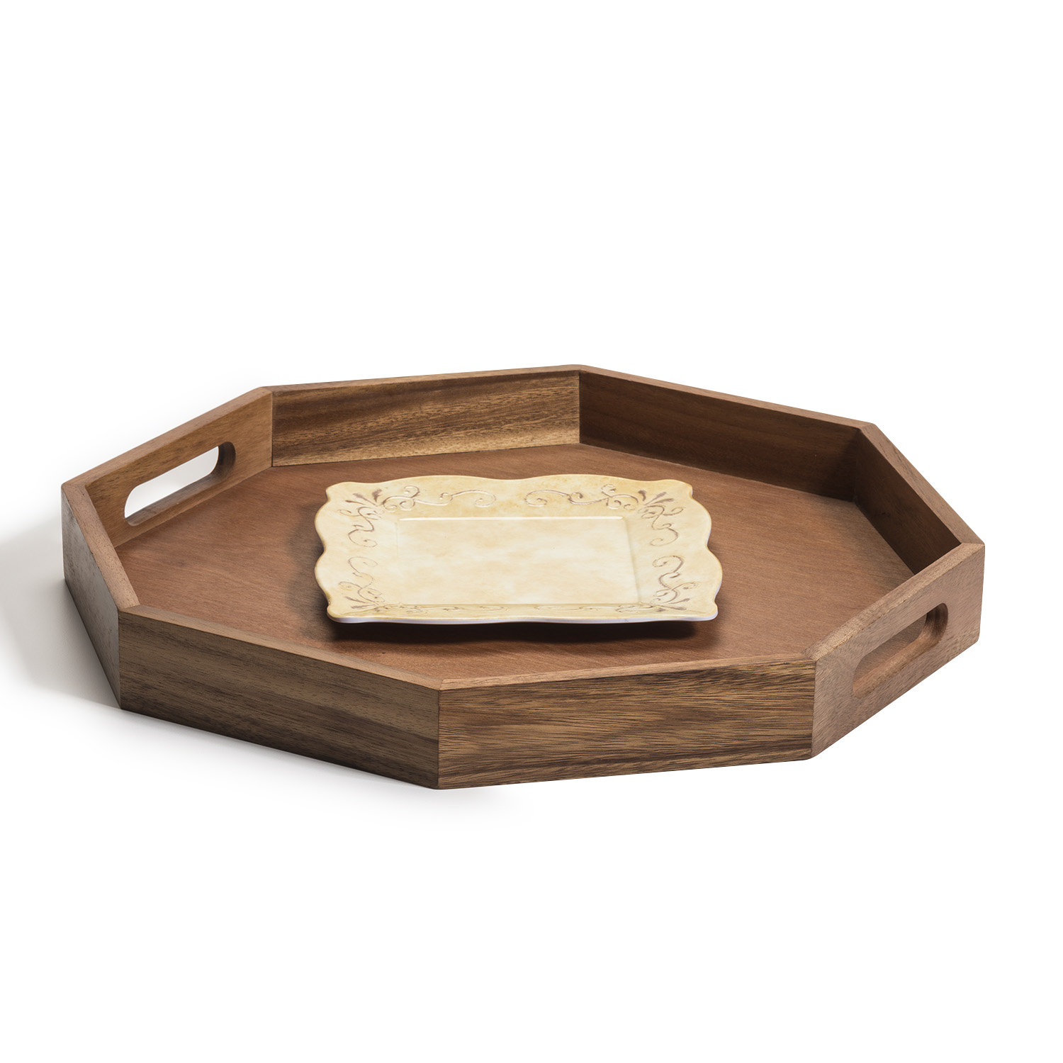 Loon Peak® Acacia Wood Octagon Serving Tray | Wayfair