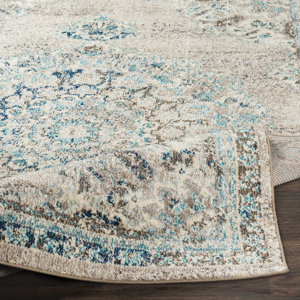 Bungalow Rose Amanah Performance Beige/Gray/Blue Rug & Reviews | Wayfair