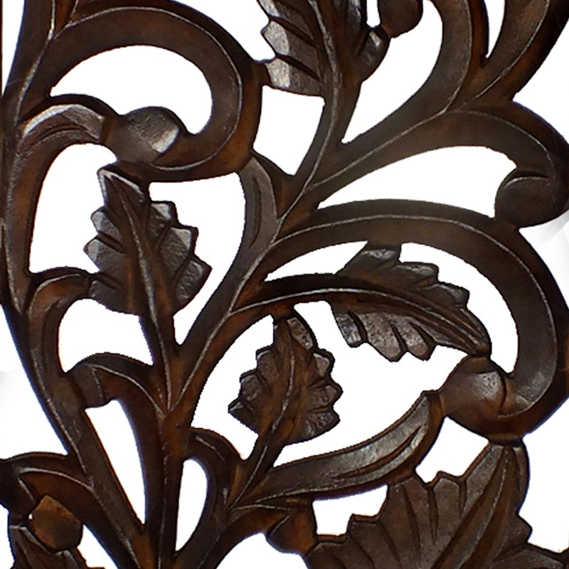 Alcott Hill® Mango Wood Panel with Leaves and Scroll Work Motif Wall ...