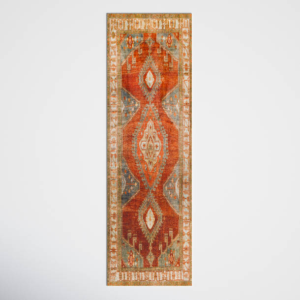 Joss & Main Mags Machine Washable Oriental Burnt Orange/Orange Area Rug ...