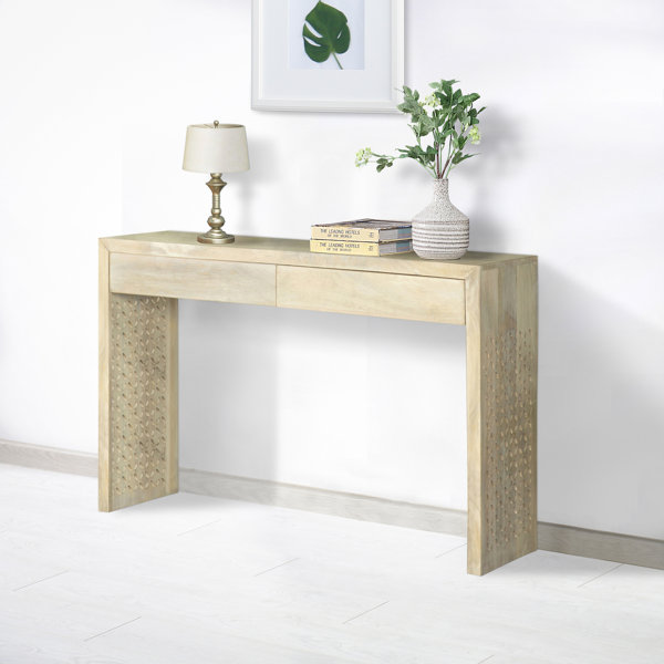 Millwood Pines Perelli White Washed Console Table with 2 Drawers | Wayfair