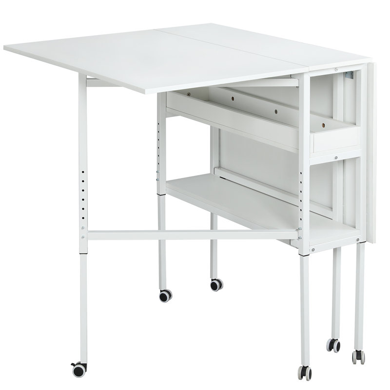 EROMMY 58 x 36 Height Adjustable Foldable Craft Table with Wheels ...