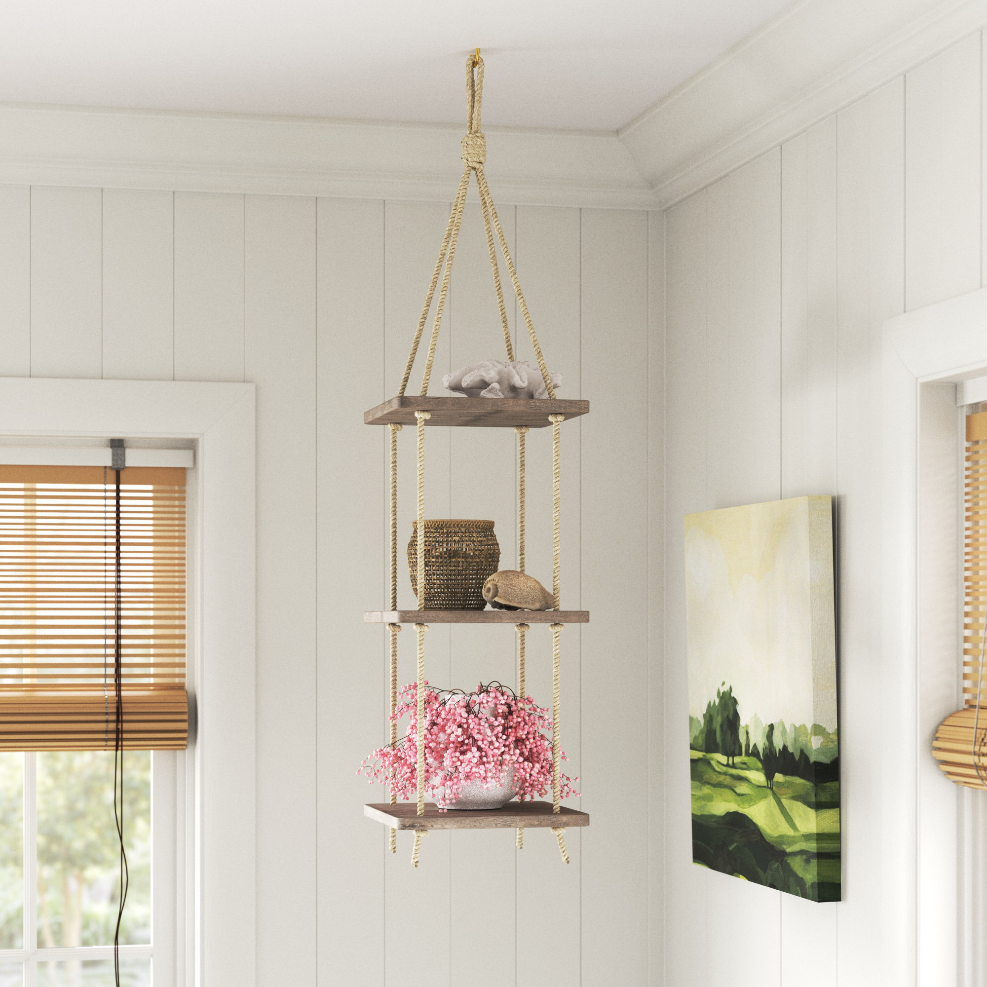 Sand & Stable Henrik Spruce Solid Wood Tiered Shelf with Adjustable ...