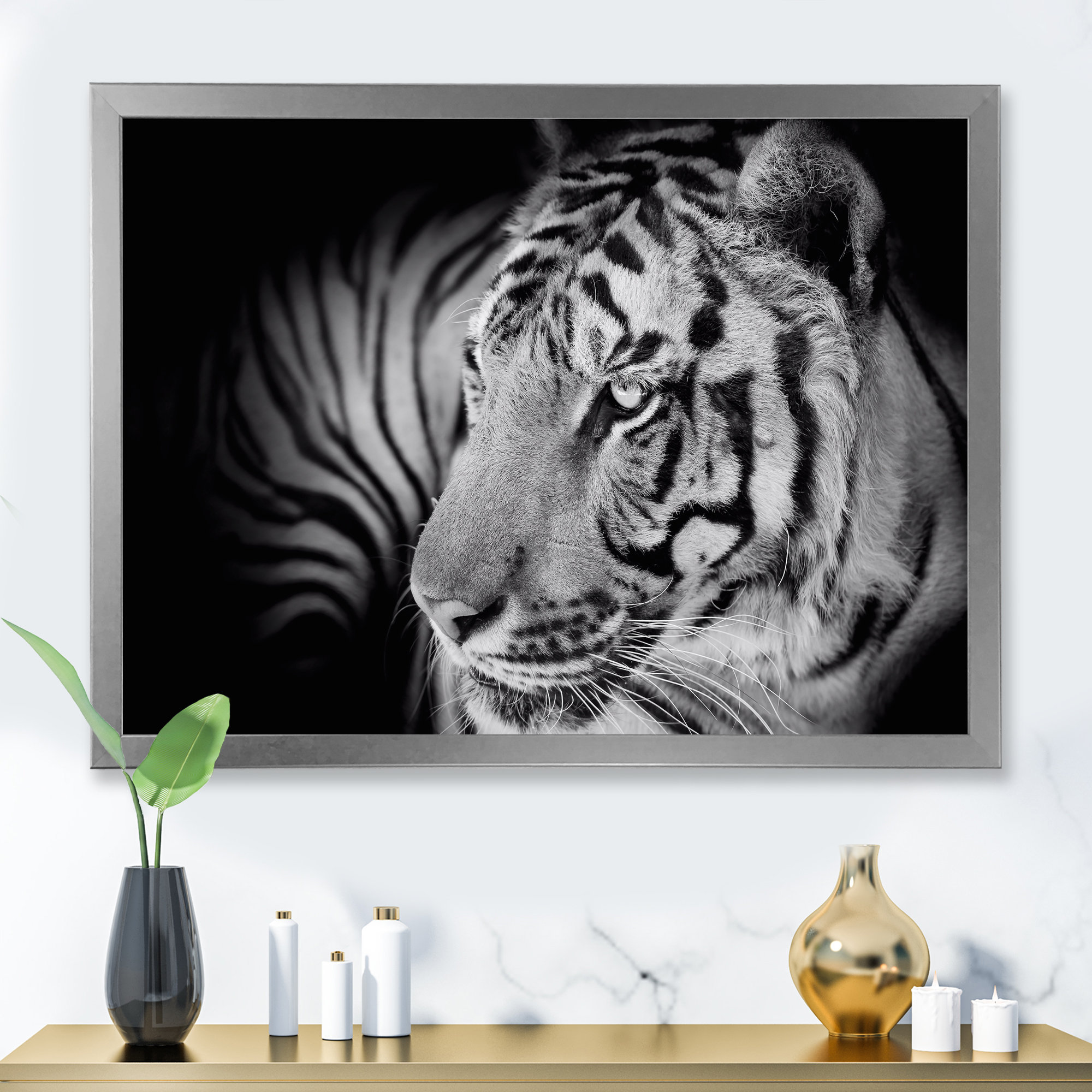 Bless international Monochrome Portrait Of A White Tiger VII - Painting ...