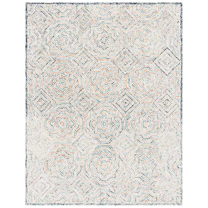 Dakota Fields Daly Handmade Wool Blue/Rust Rug & Reviews | Wayfair