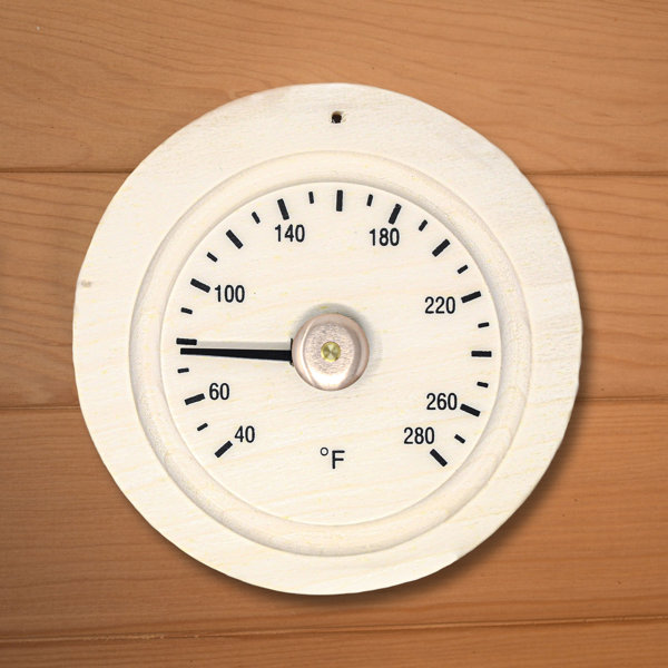 ALEKO Round Pine Wood Sauna Gage Thermometer | Wayfair