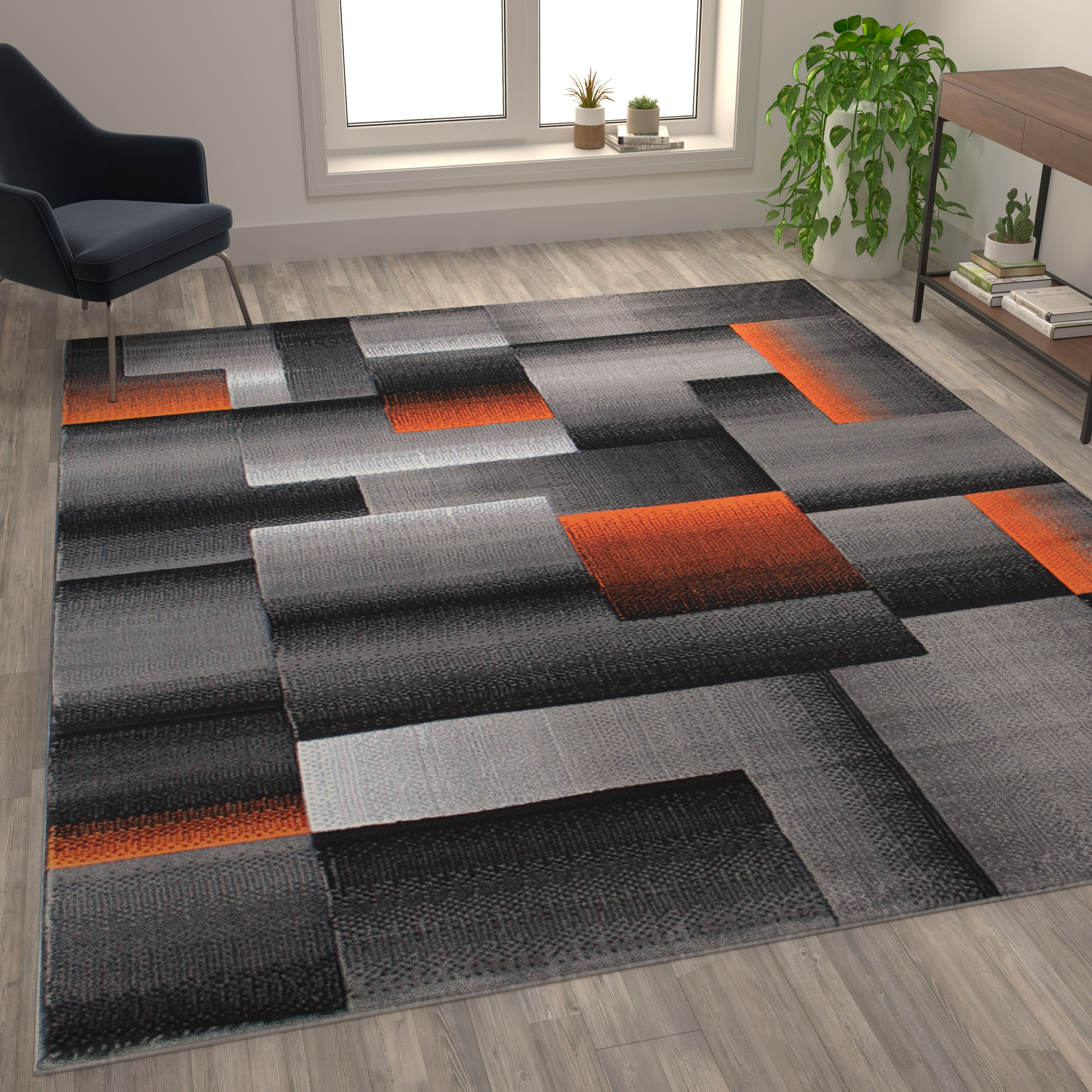 Wade Logan® Abbie-May Orange and Gray Modern Geometric Style Color ...