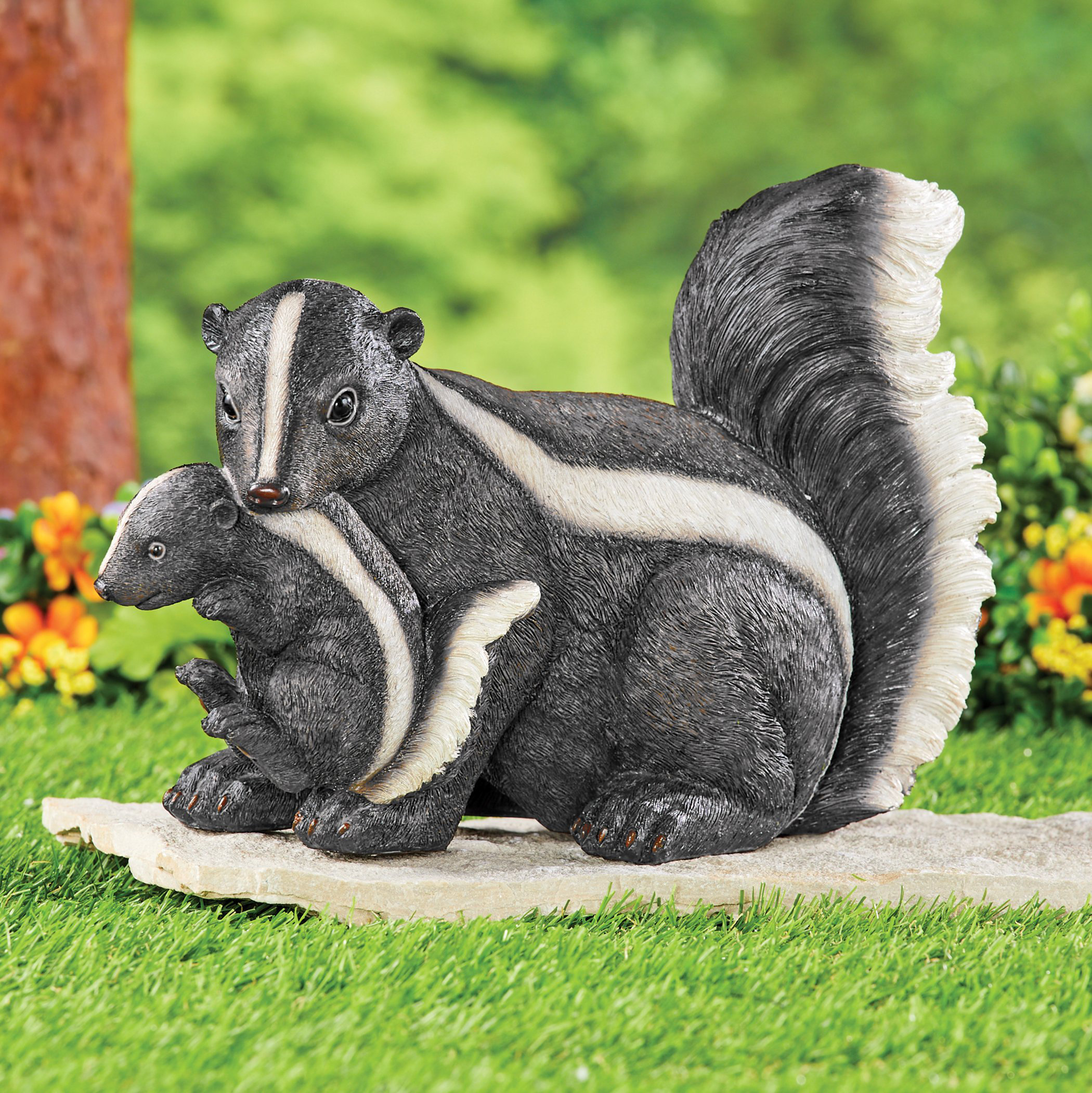 Loon Peak® Alisone Hand-Painted Mama Skunk and Baby Lawn Statue | Wayfair