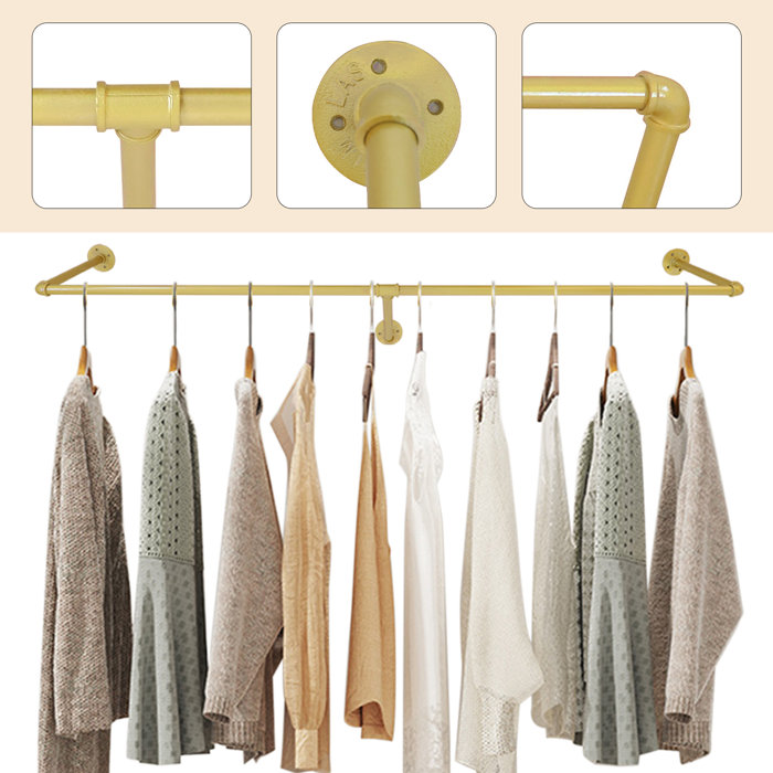 Williston Forge Hanzhe 71'' Wall Mounted Clothes Rack | Wayfair