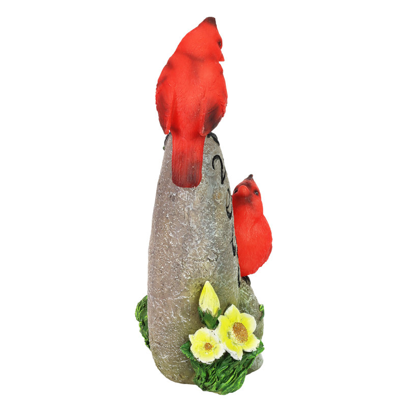 Exhart Solar Cardinals On A Hand Painted Welcome Rock Garden Statuary ...