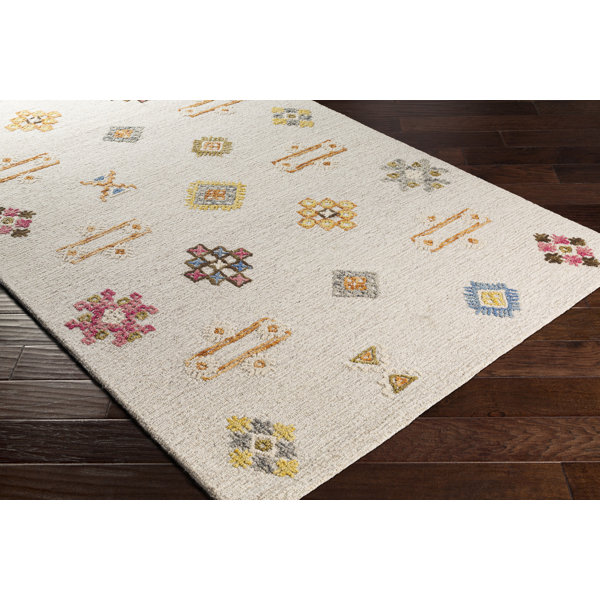 Union Rustic Aleta Handmade Wool Ivory/Orange Rug | Wayfair