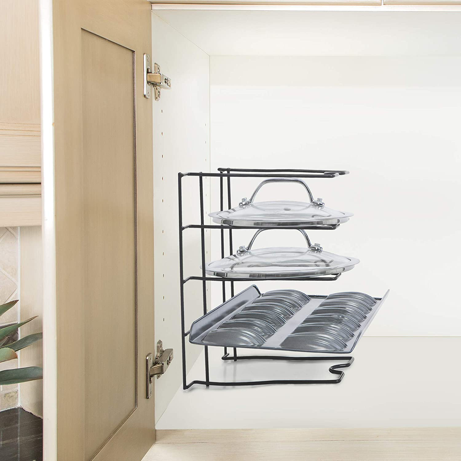 SmartDesign Smart Design Bakeware & Lid Storage Rack w/ 4 Compartment ...