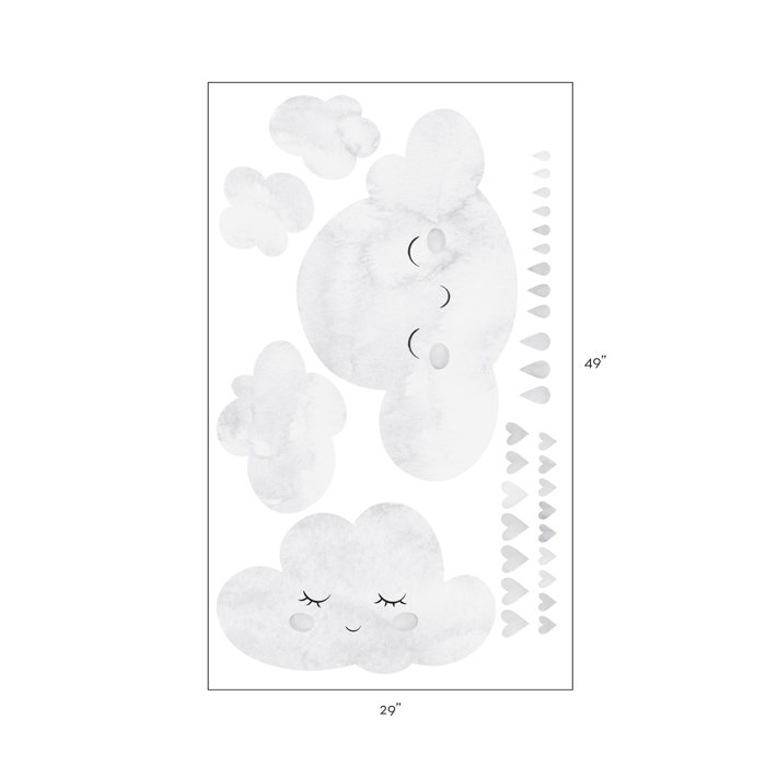 Zoomie Kids Clouds With Heart Rain Wall Decal | Wayfair