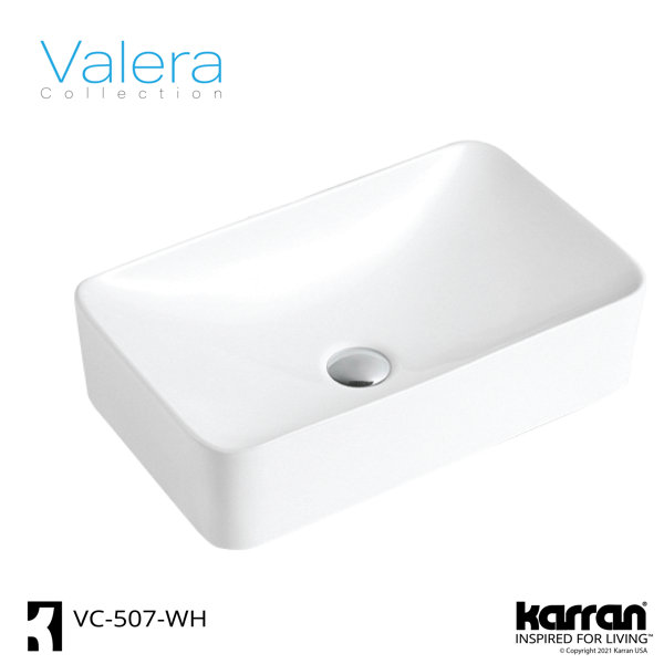 Karran Valera 19 In. Vitreous China Rectangular Vessel Bathroom Sink ...