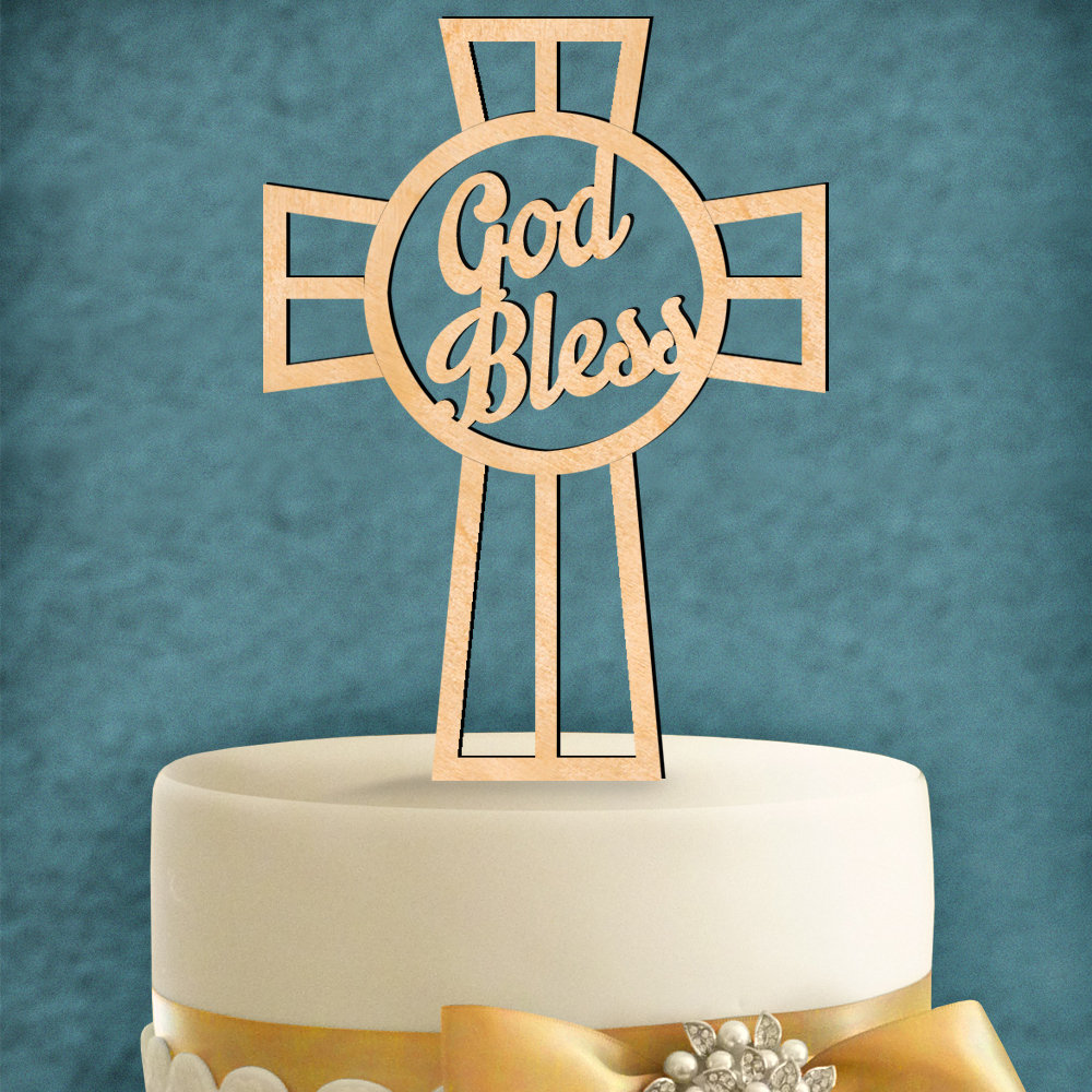 aMonogramArtUnlimited God Bless Cake Topper | Wayfair