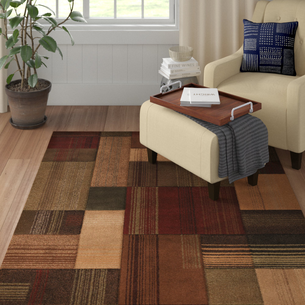 Winston Porter Carletta Geometric Green/Brown/Beige/Burgundy Area Rug ...