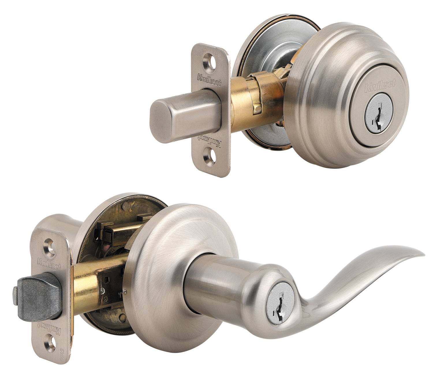 Kwikset Complete Tustin Entry Lever Set with Single Cylinder Deadbolt ...